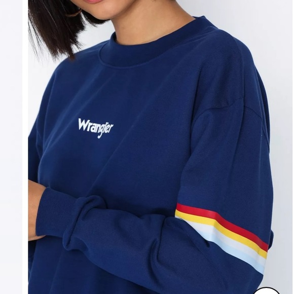 Wrangler | Tops | Wrangler Womens 8s Retro Sweatshirt Navy Rainbow ...